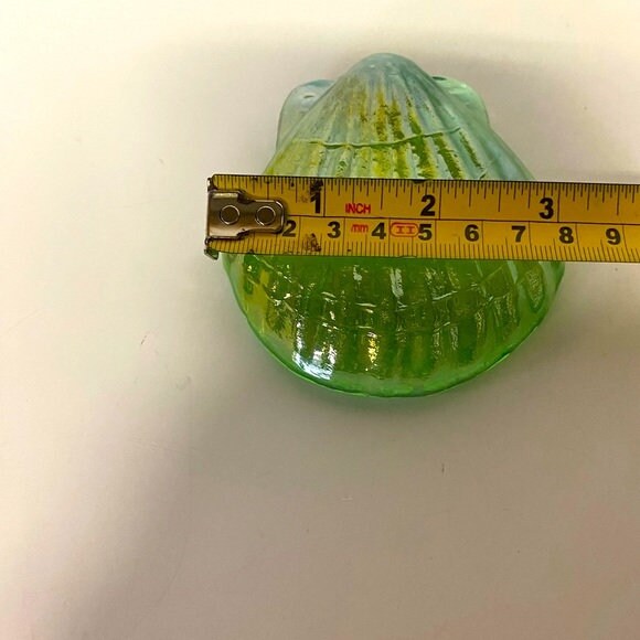Green Iridescent Art Glass Scallop Shell Paper Weight - Etsy