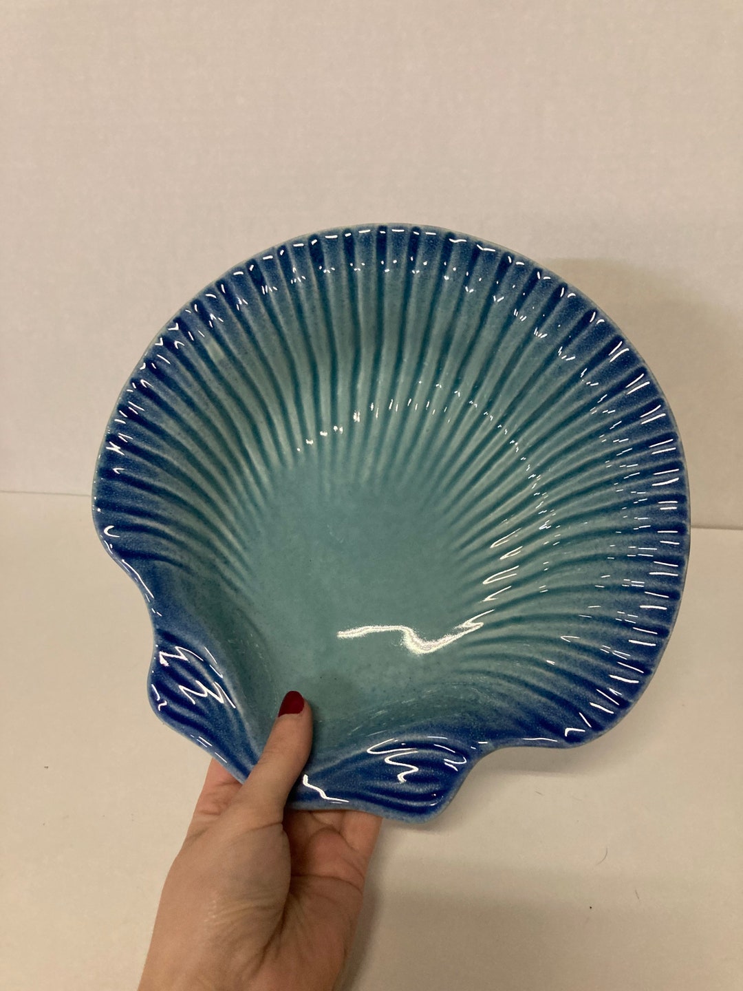 Vintage Natilius Blue Claim Shell Serving Dish Beachy Summer - Etsy
