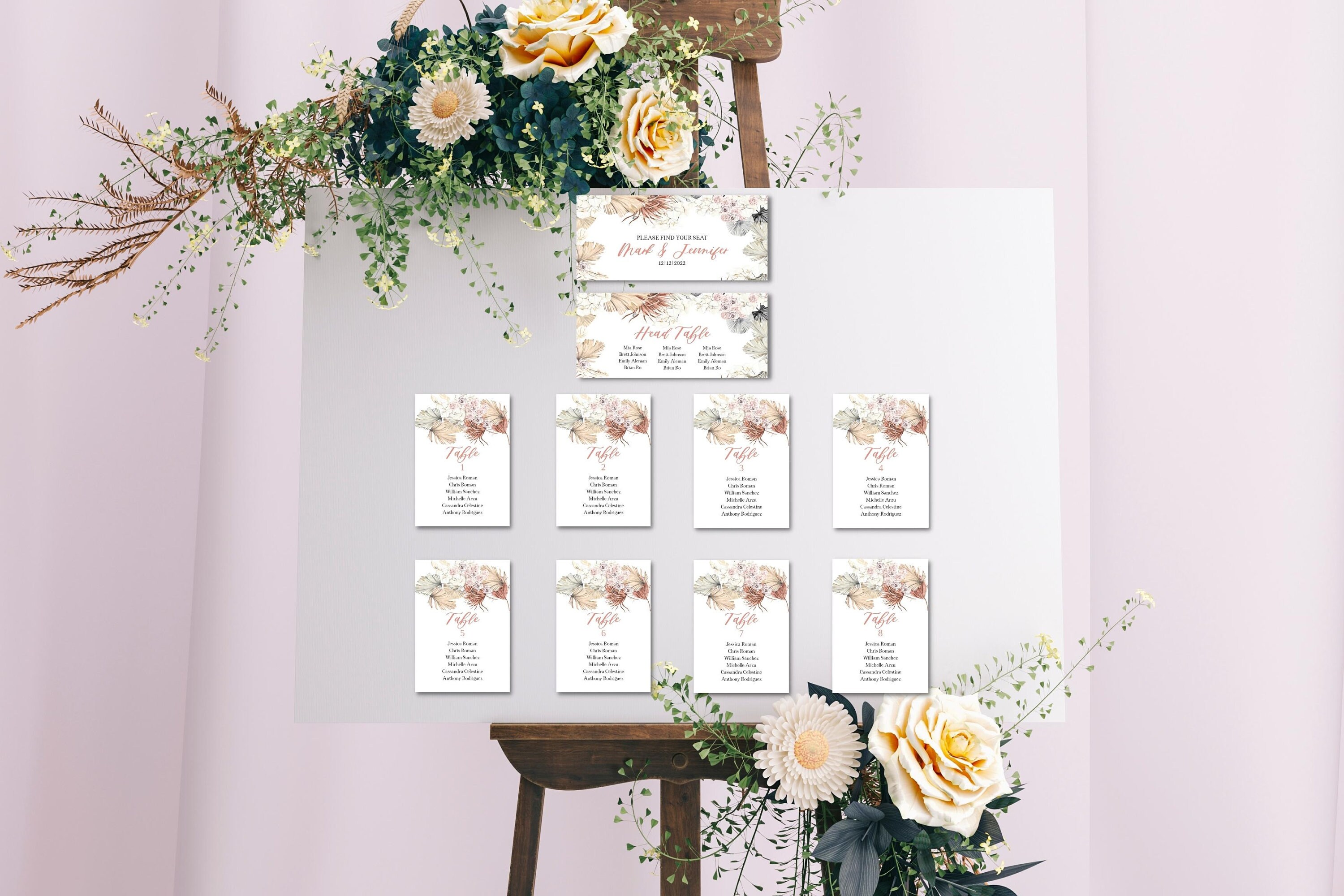 Boho Seating Chart Template Blush Pink Seat Chart Download | Etsy