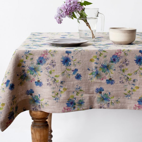 White Wedding Linen Square Tablecloth. White Natural Linen Tablecloth ...