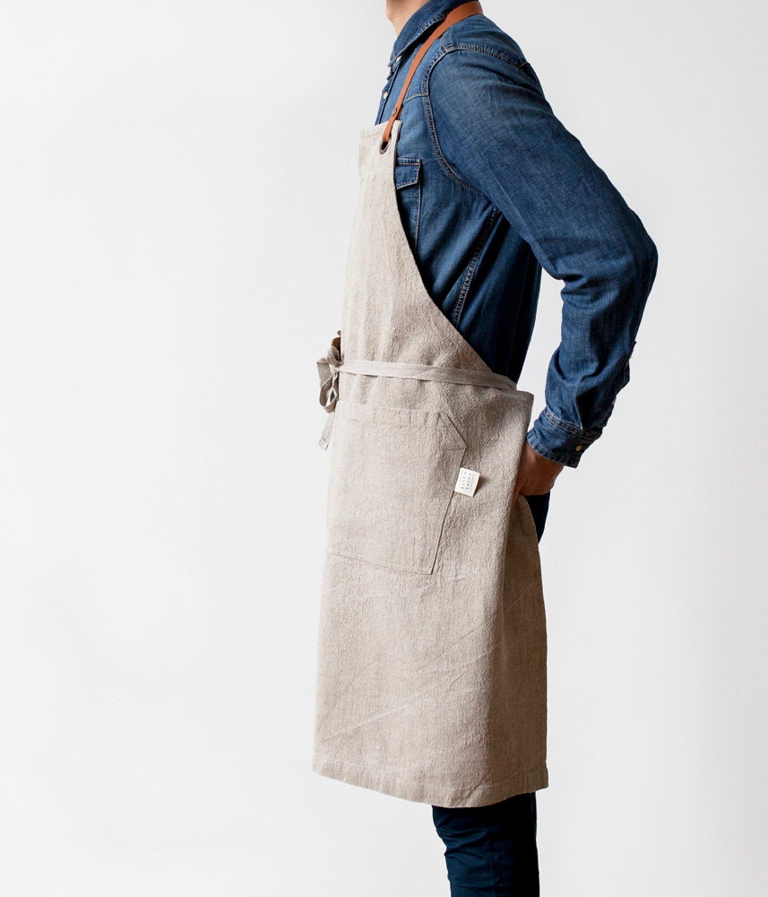 Natural Washed Linen Luxury Apron. Chef Linen Apron for Men. Holiday ...