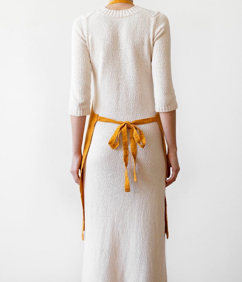 Yellow Linen Aprons for Women. Natural Linen Fabric. | Etsy