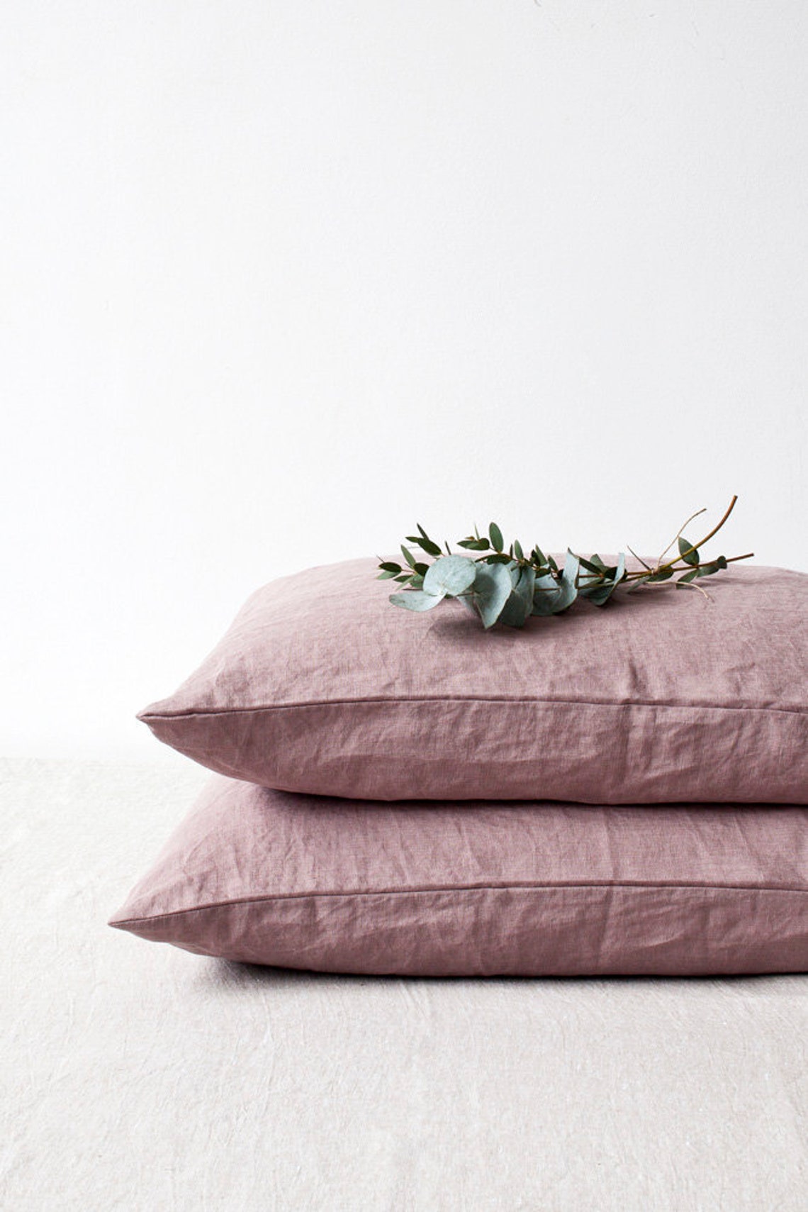 Romantic Linen Pillowcase in Ashes of Roses. Linen Pillowcase. King ...