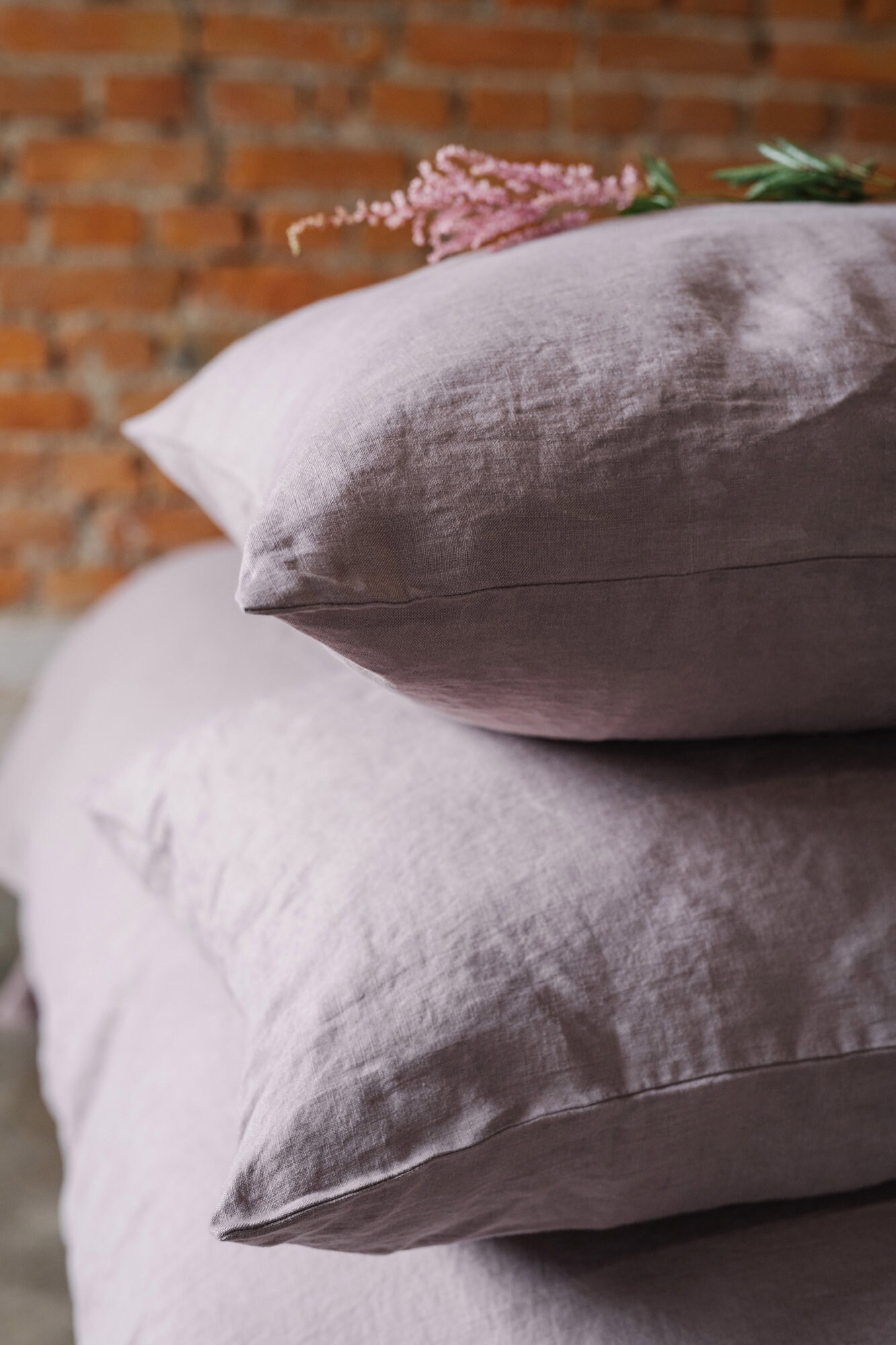 Romantic Linen Pillowcase in Ashes of Roses. Linen Pillowcase. King ...