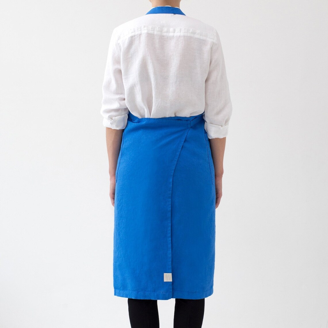 French Blue Washed Linen Chef Apron. Barista Linen Apron. Navy Linen ...