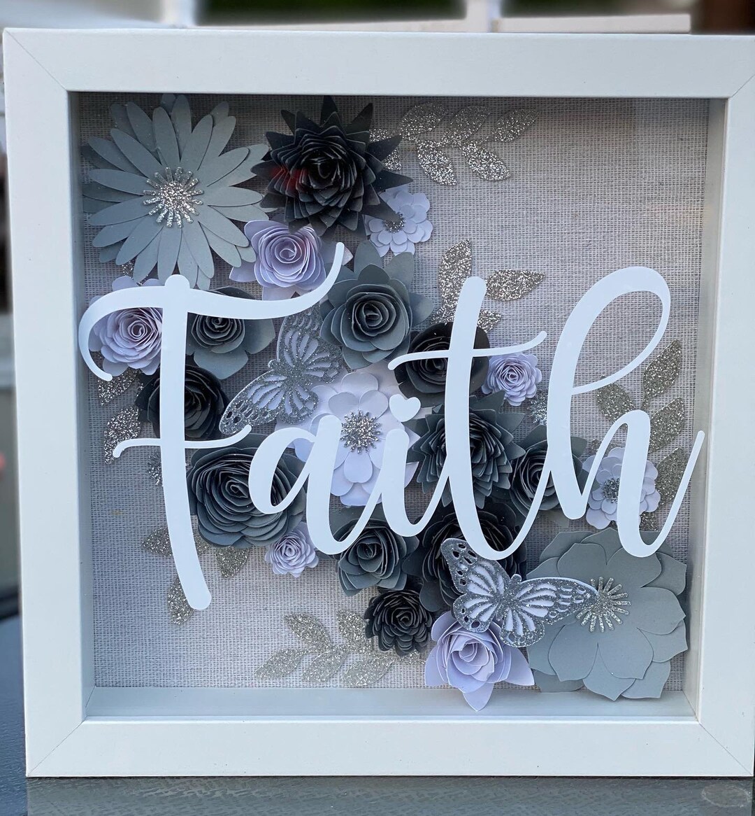 Floral Shadow Box Custom Shadow Box Personalized Shadow Box Flower and ...