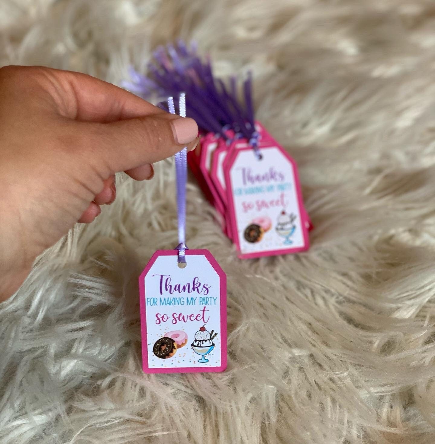 Two Sweet Birthday Thank You Tags Birthday Favor Tags | Etsy UK