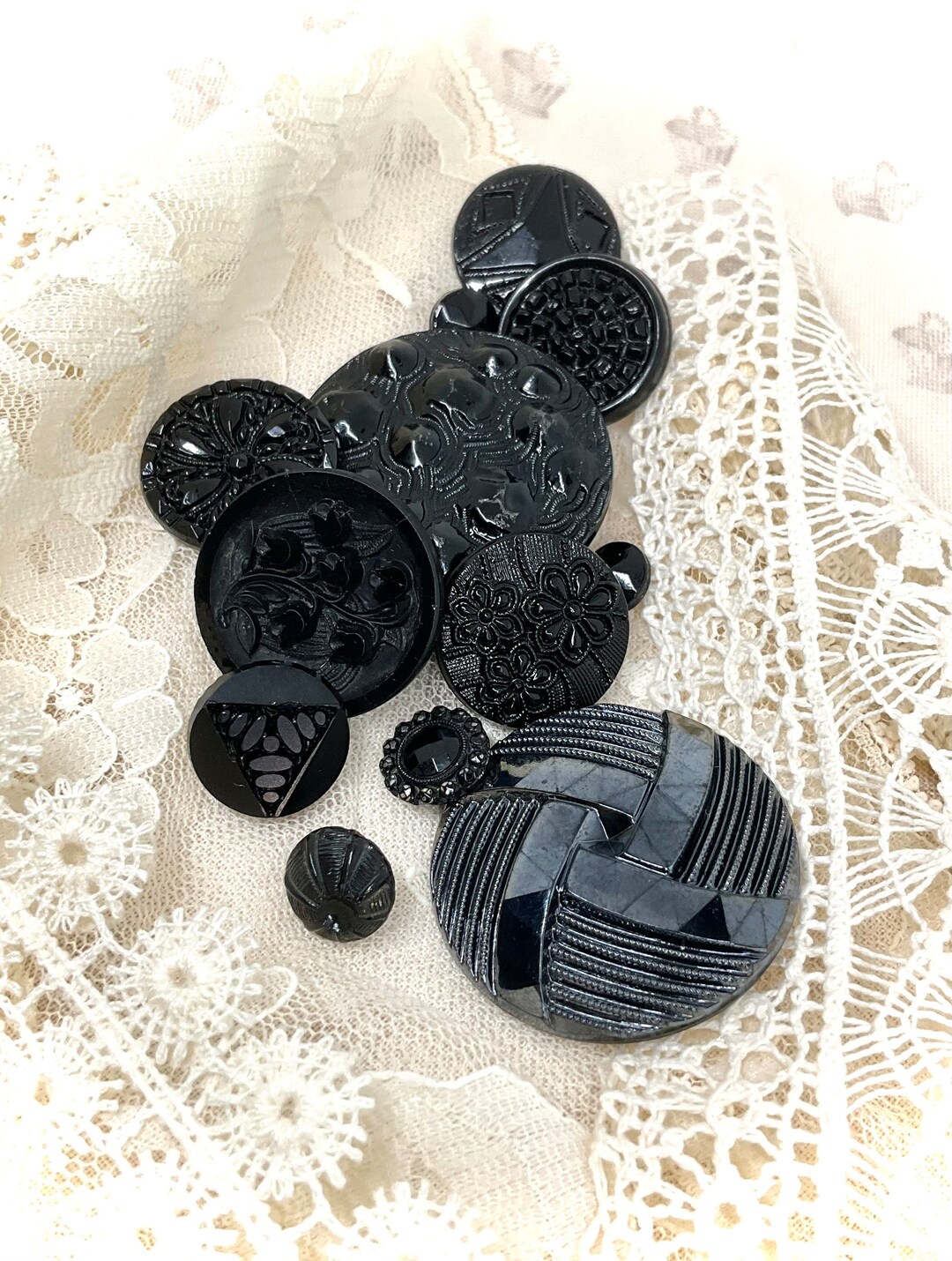 Antique Vintage Modern Black Glass Button Lot - Etsy