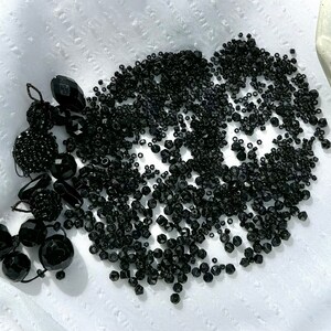 Victorian Black Glass Beads Buttons Beadwork - Etsy