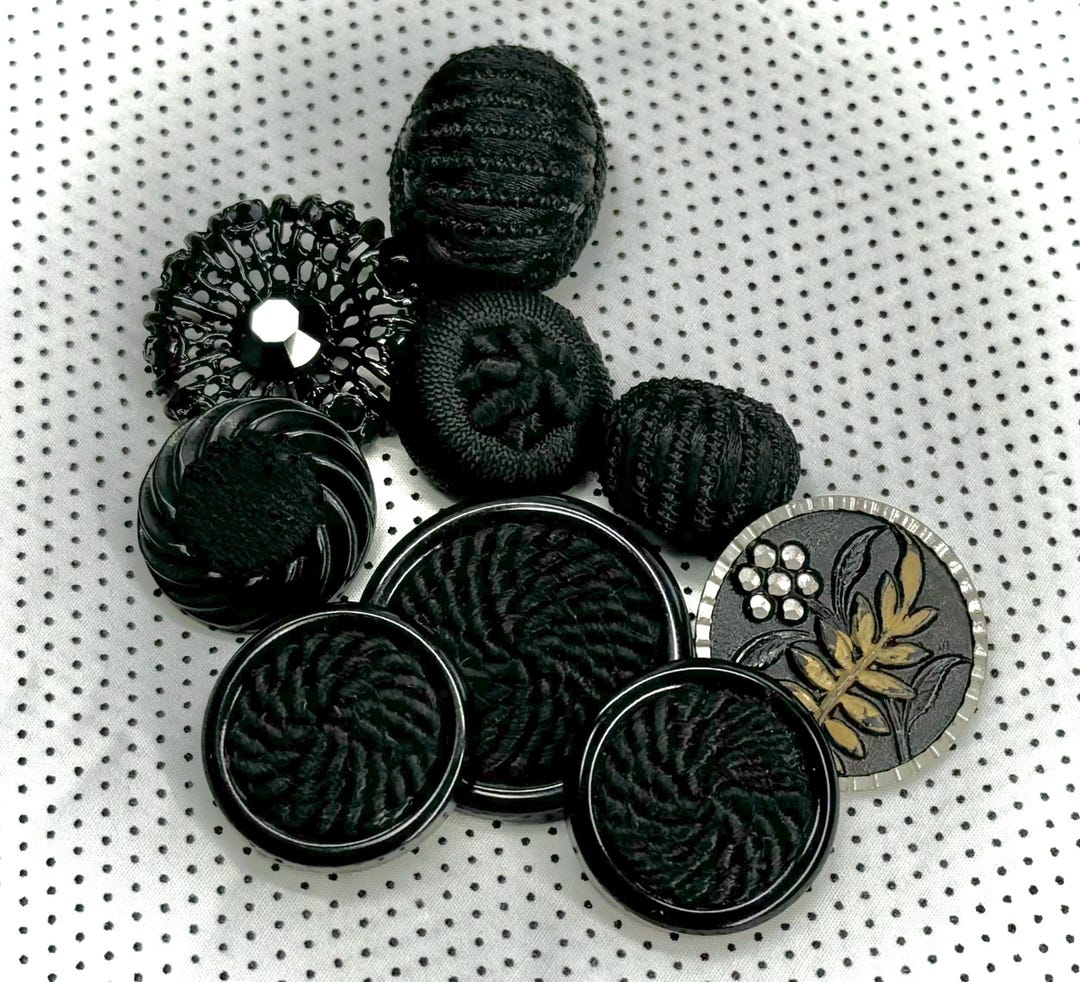 Vintage Black Embellished Button Assortment - Etsy
