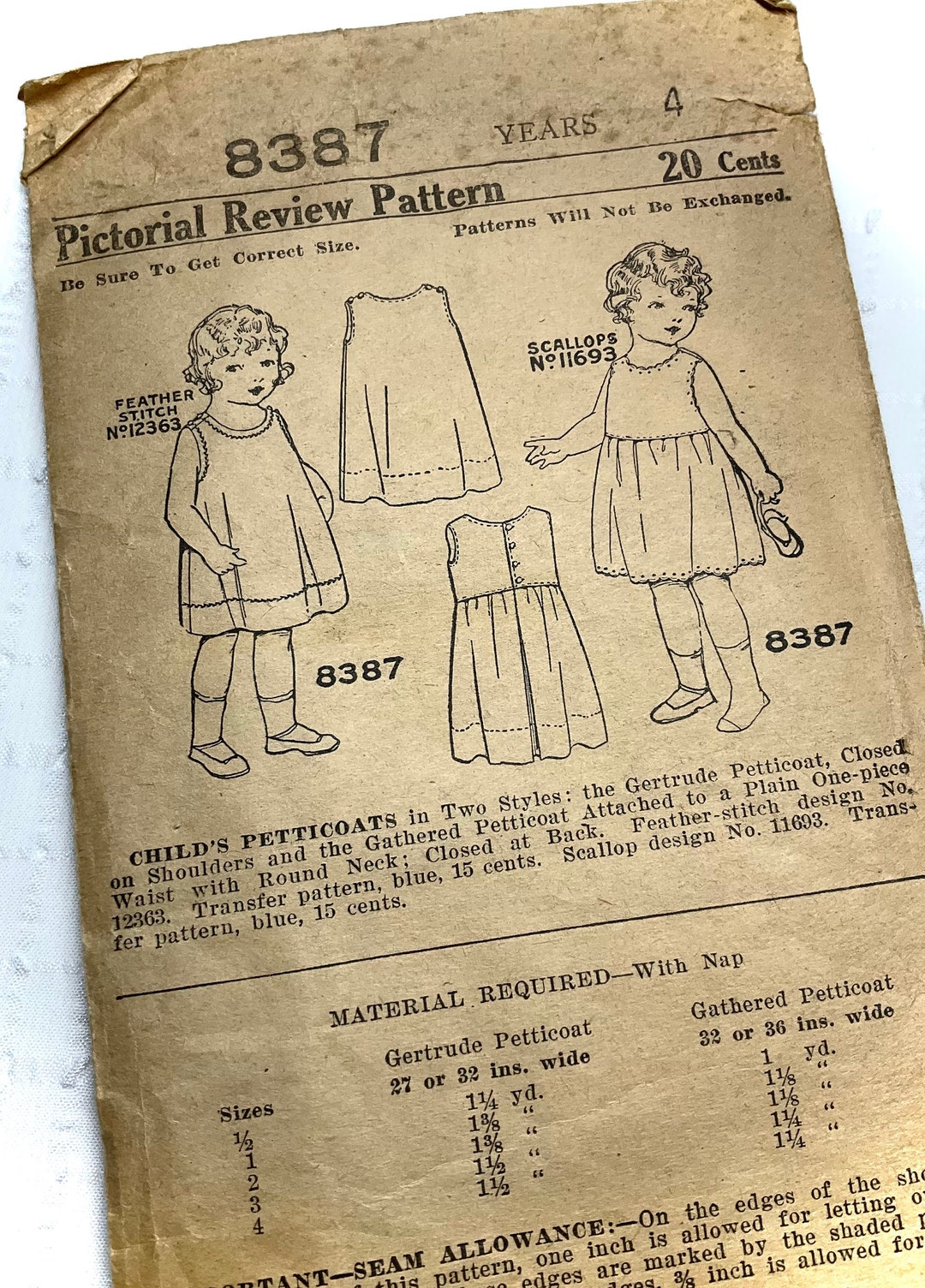 Antique Pictorial Review Pattern 8387 - Etsy
