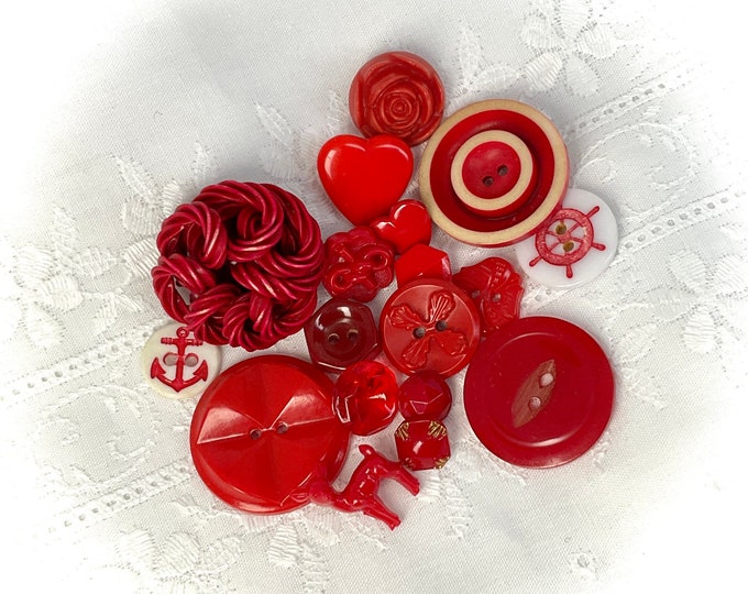 Vintage Red Button Assortment - Etsy