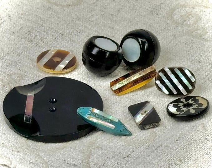 Antique Vintage Inlaid Shell Button Assortment - Etsy
