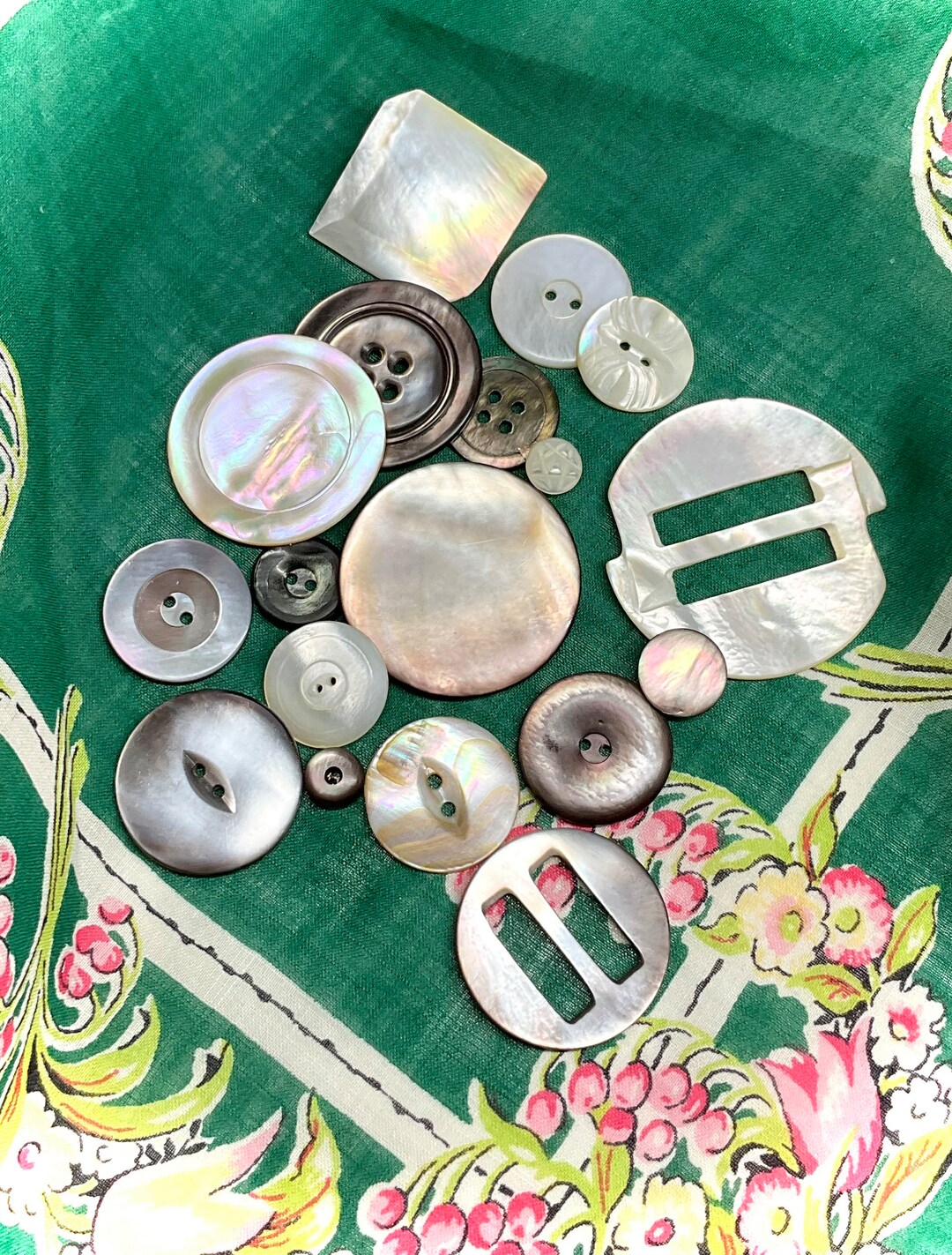 Vintage Antique Shell Buttons and Slides - Etsy