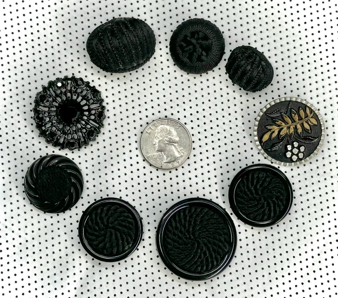 Vintage Black Embellished Button Assortment - Etsy