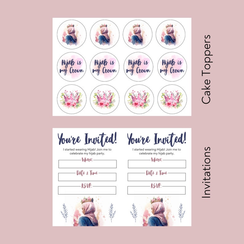 Hijab Party Pack Printable - Digital Download | Hijab Party Cake ...