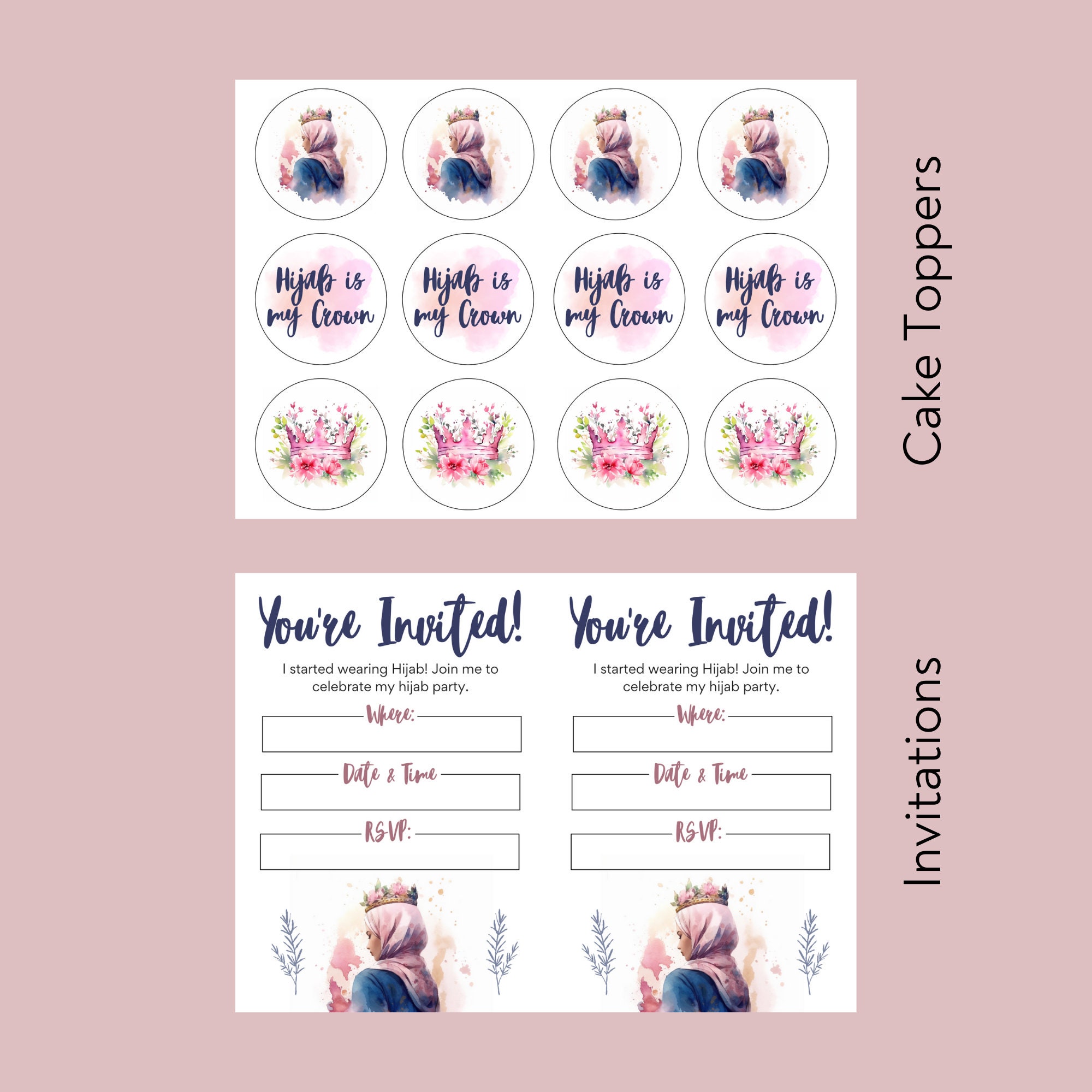 Hijab Party Pack Printable - Digital Download | Hijab Party Cake ...