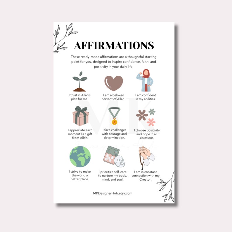 Printable Affirmations for Muslim Girls PDF, Daily Muslim Positive ...