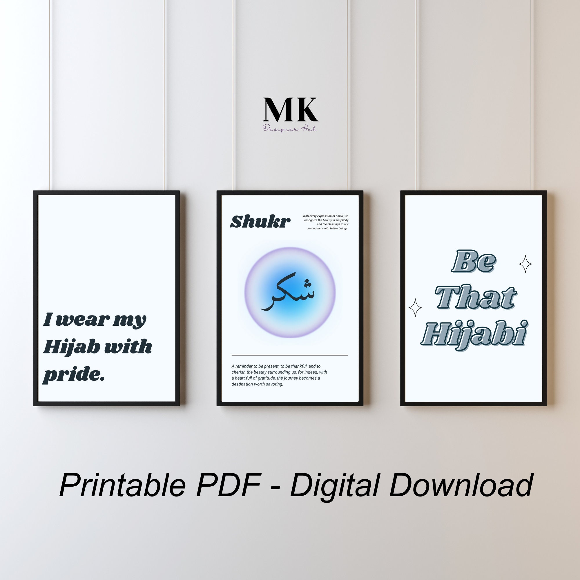 Hijab Motivation/affirmation and Shukr Y2K Poster Set of 3 - Islamic ...