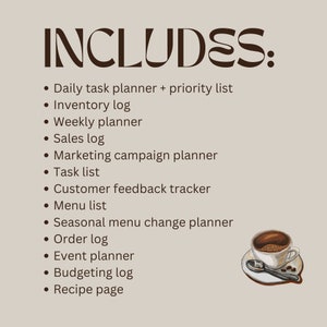 Cafe Business Planner Printable | Coffee Shop Organizer, Small Business ...