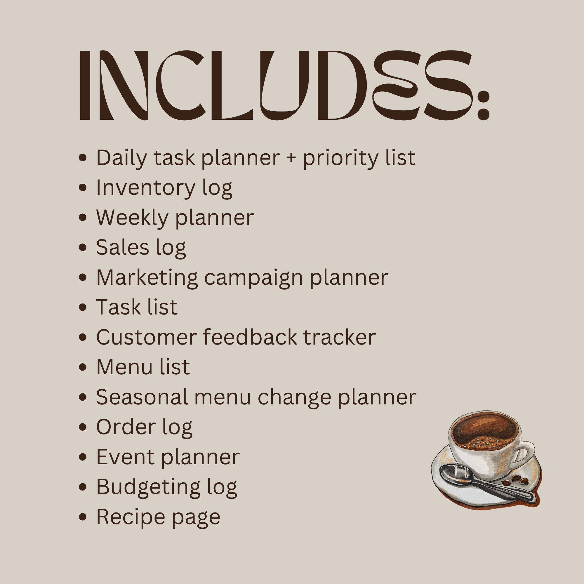 Cafe Business Planner Printable | Coffee Shop Organizer, Small Business ...