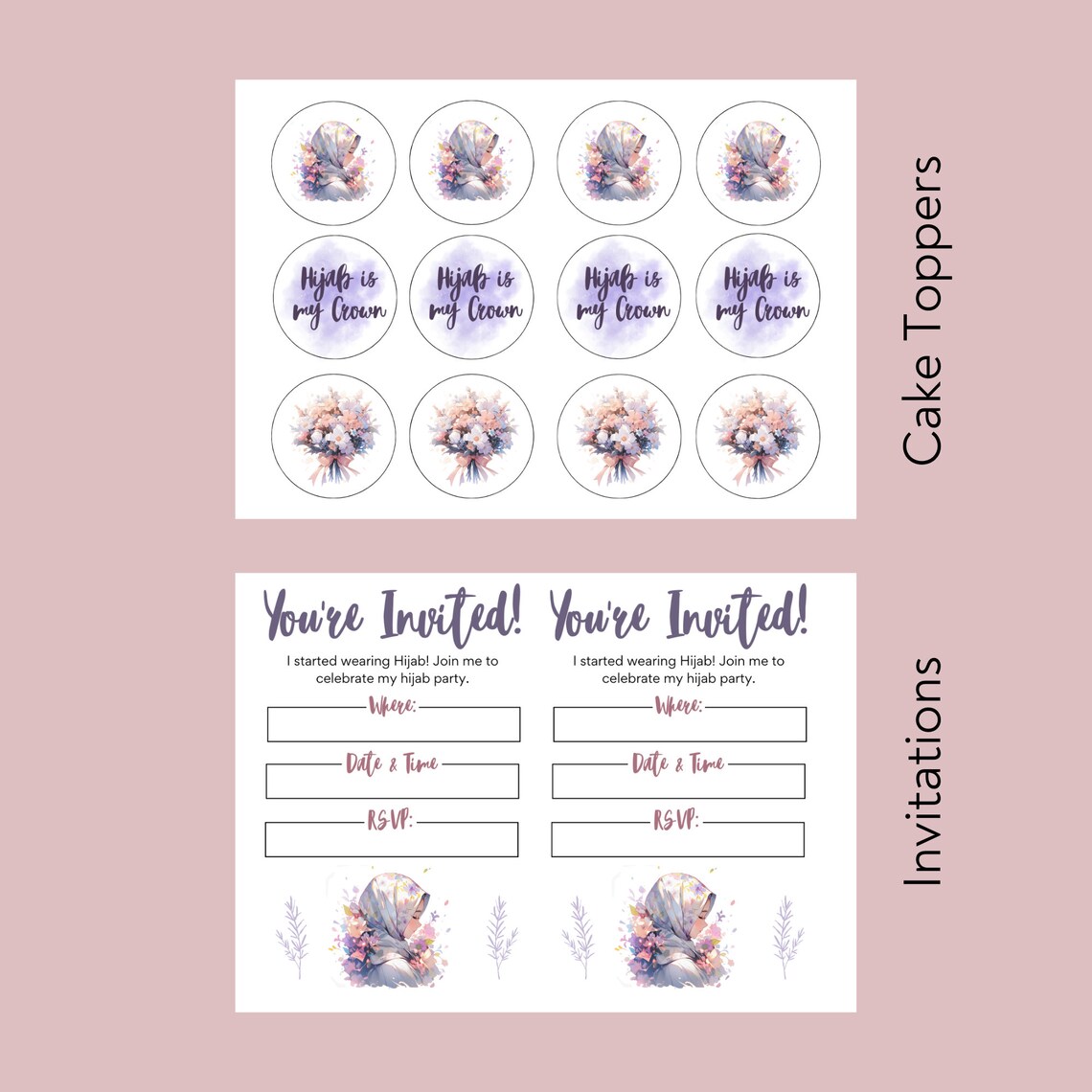 Hijab Party Pack Printable - Digital Download | Hijab Party Cake ...