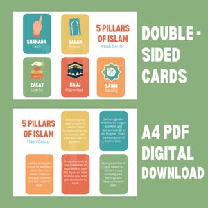 Five Pillars of Islam Flash Cards + 5 Posters | Islamic Educational ...