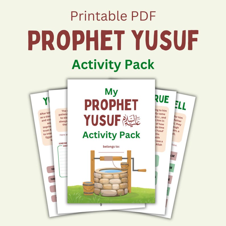 Prophet Yusuf (AS) Kids Activity Pack | Fun Islamic Worksheets | Quran ...