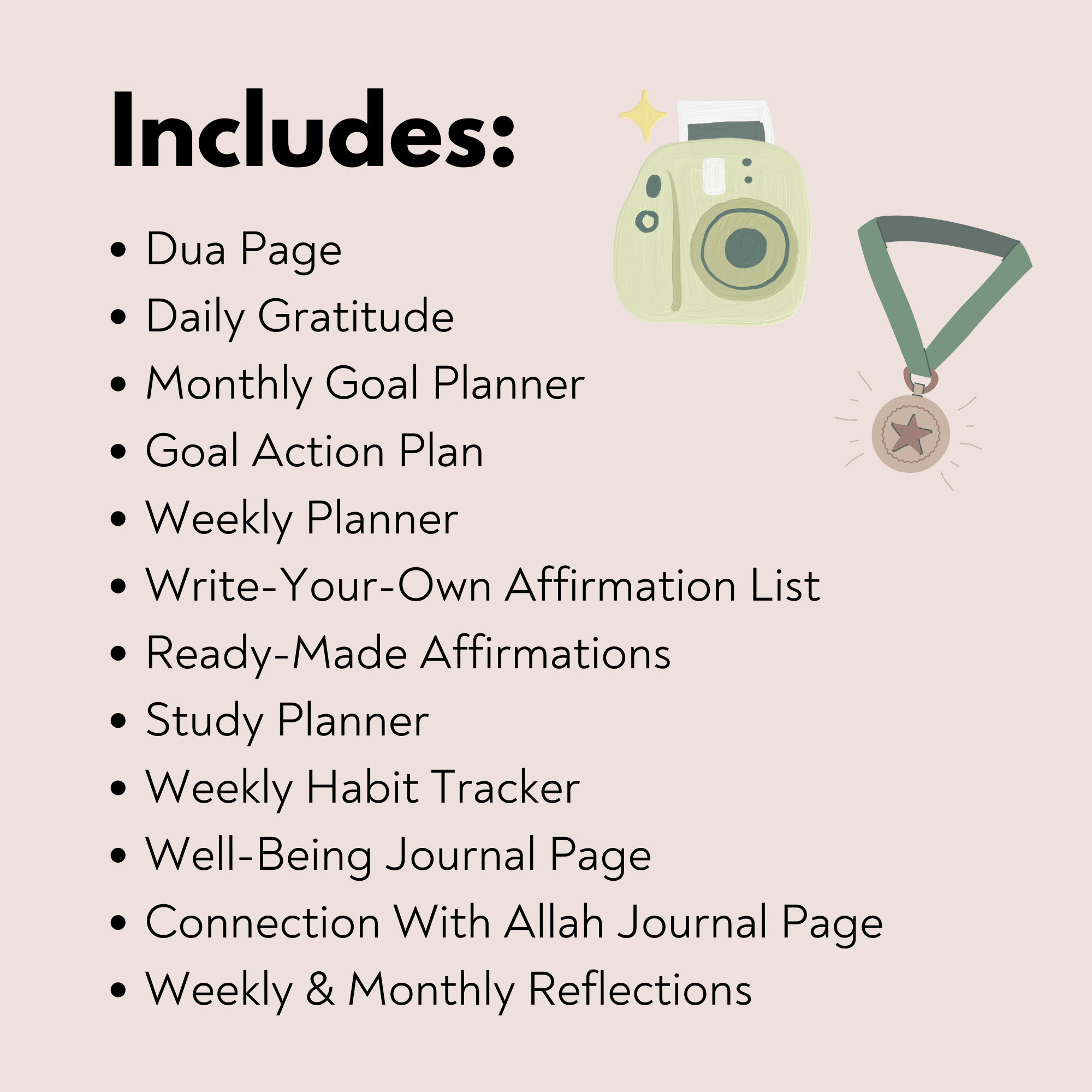 Muslim Girl Journal Self-care Planner Pack - Muslimah Journals - Islamic Journal, Dua Pages ...