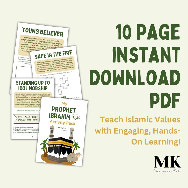Prophet Ibrahim (AS) Activity Pack for Kids | Islamic Learning ...