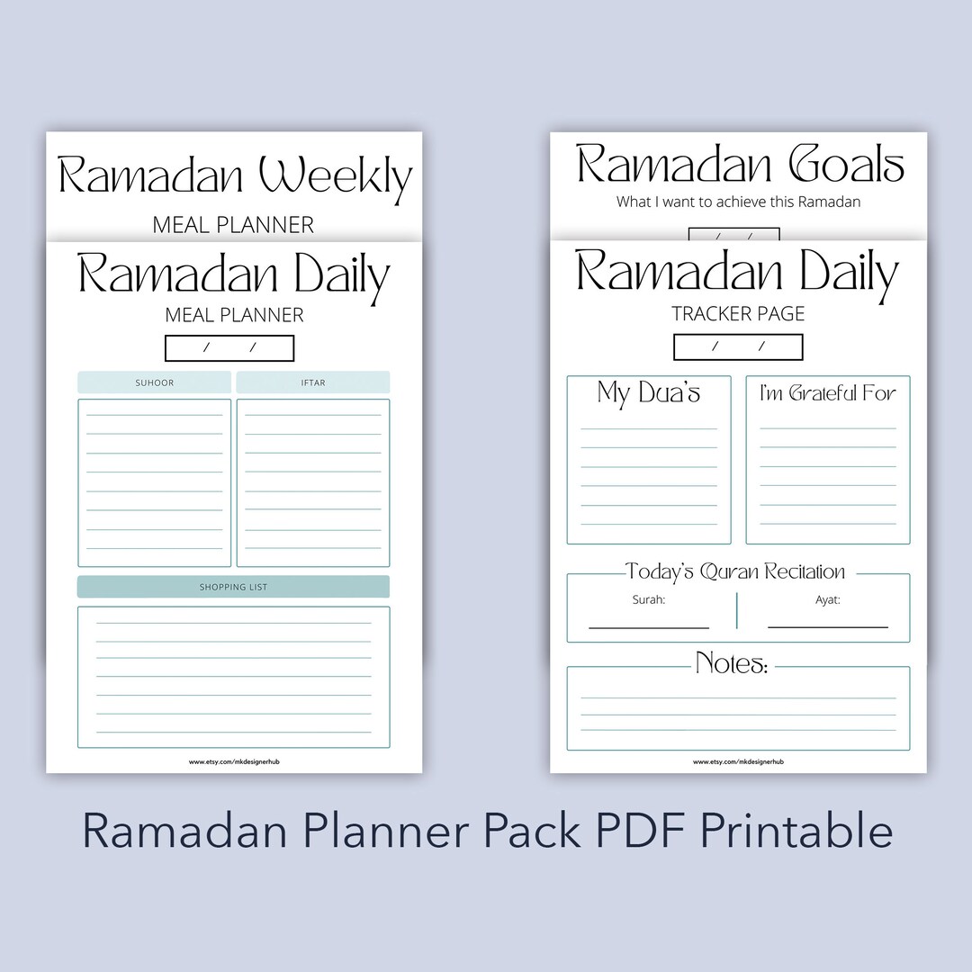 Printable Ramadan Meal Planners - Ramadan Dua Trackers - Ramadan ...