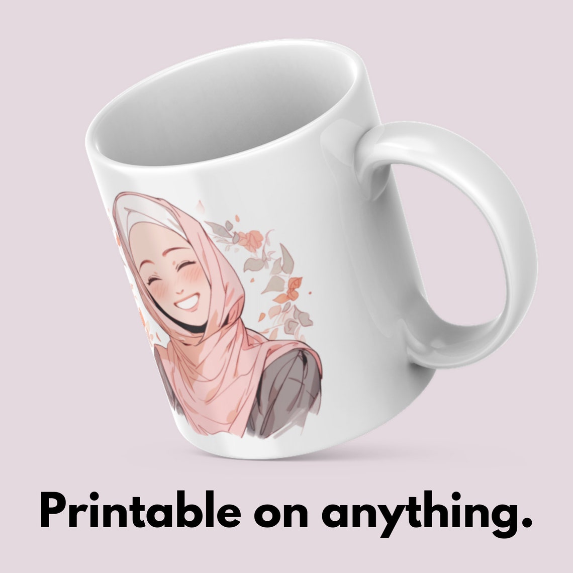 Set of 10 Happy Anime Hijabi Graphic Pngs Instant Download No Eyes ...