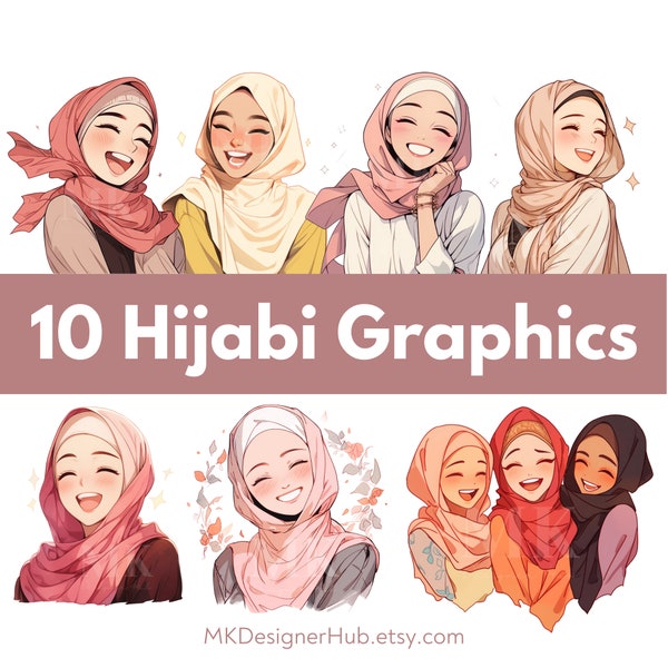 Hijabi Besties Clip Art Set, Muslimah 58 Clip Art Collection, Muslim ...