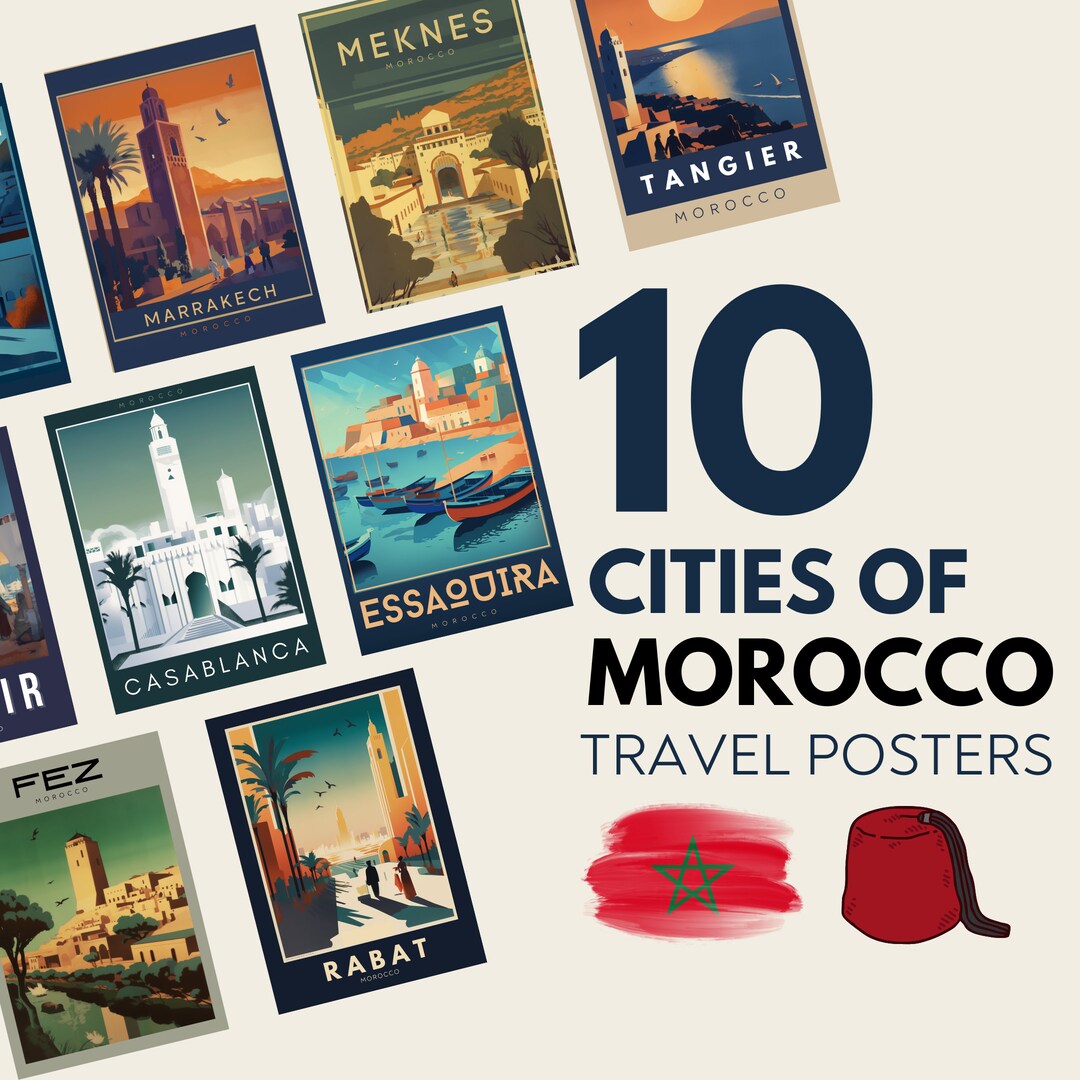 Morocco Cities Travel Poster Printable Wall Art Set of 10 | Travel ...