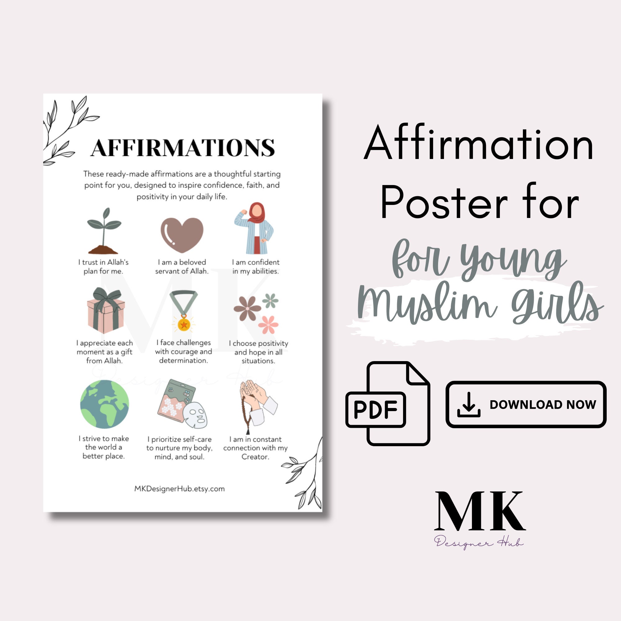 Printable Affirmations for Muslim Girls PDF, Daily Muslim Positive ...