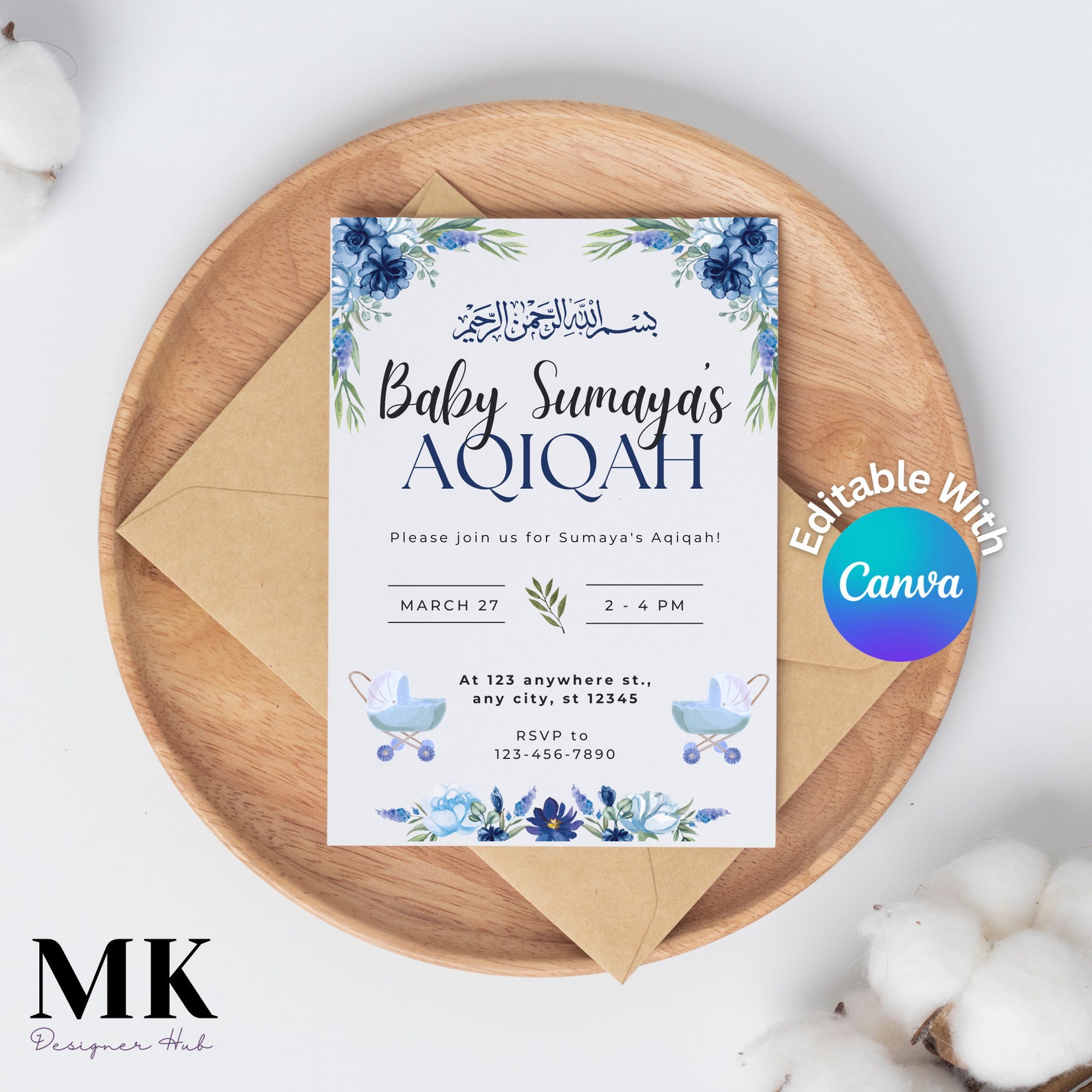 Customizable Aqiqah Invitation Digital Download, Unisex Aqeeqah Party ...