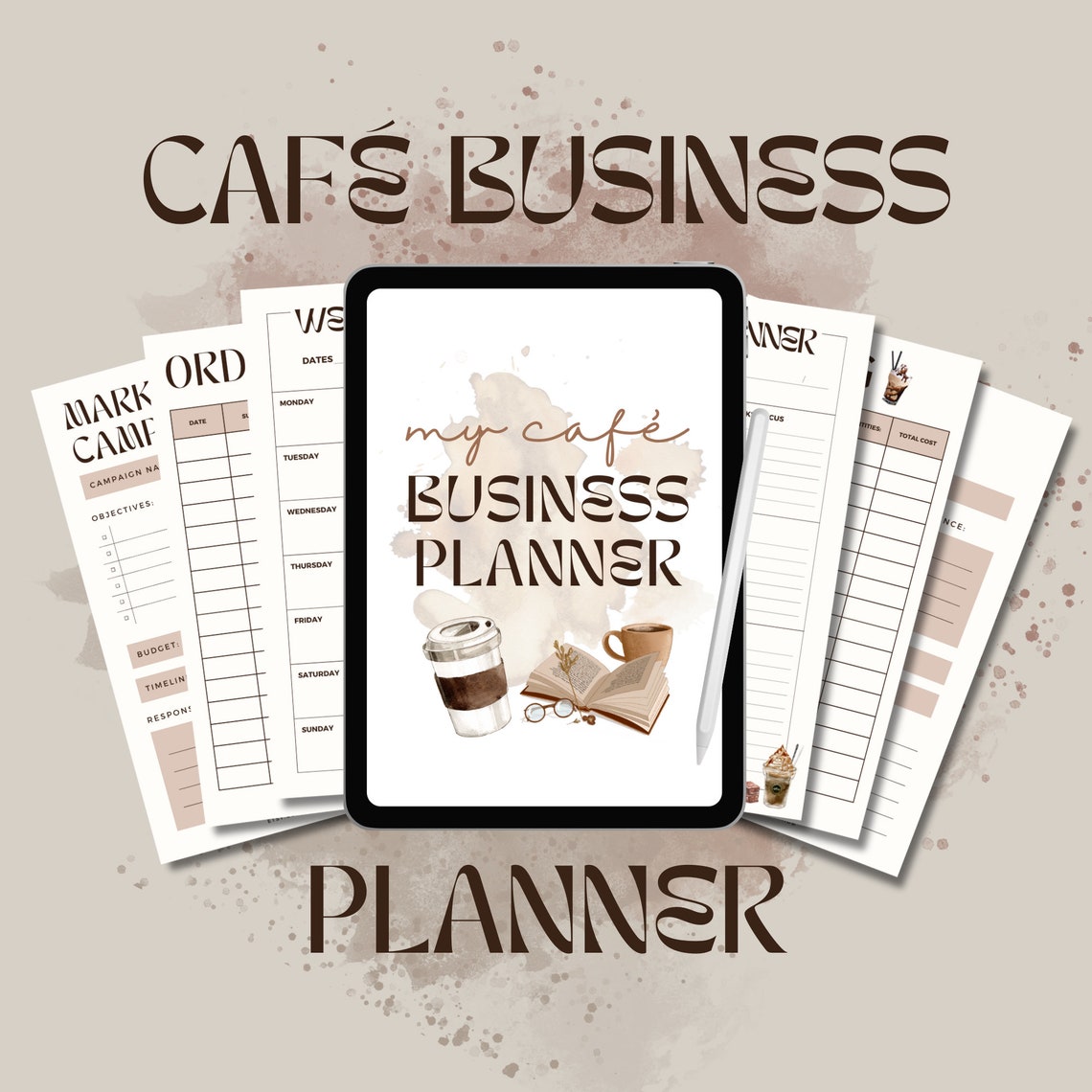 Cafe Business Planner Printable | Coffee Shop Organizer, Small Business ...