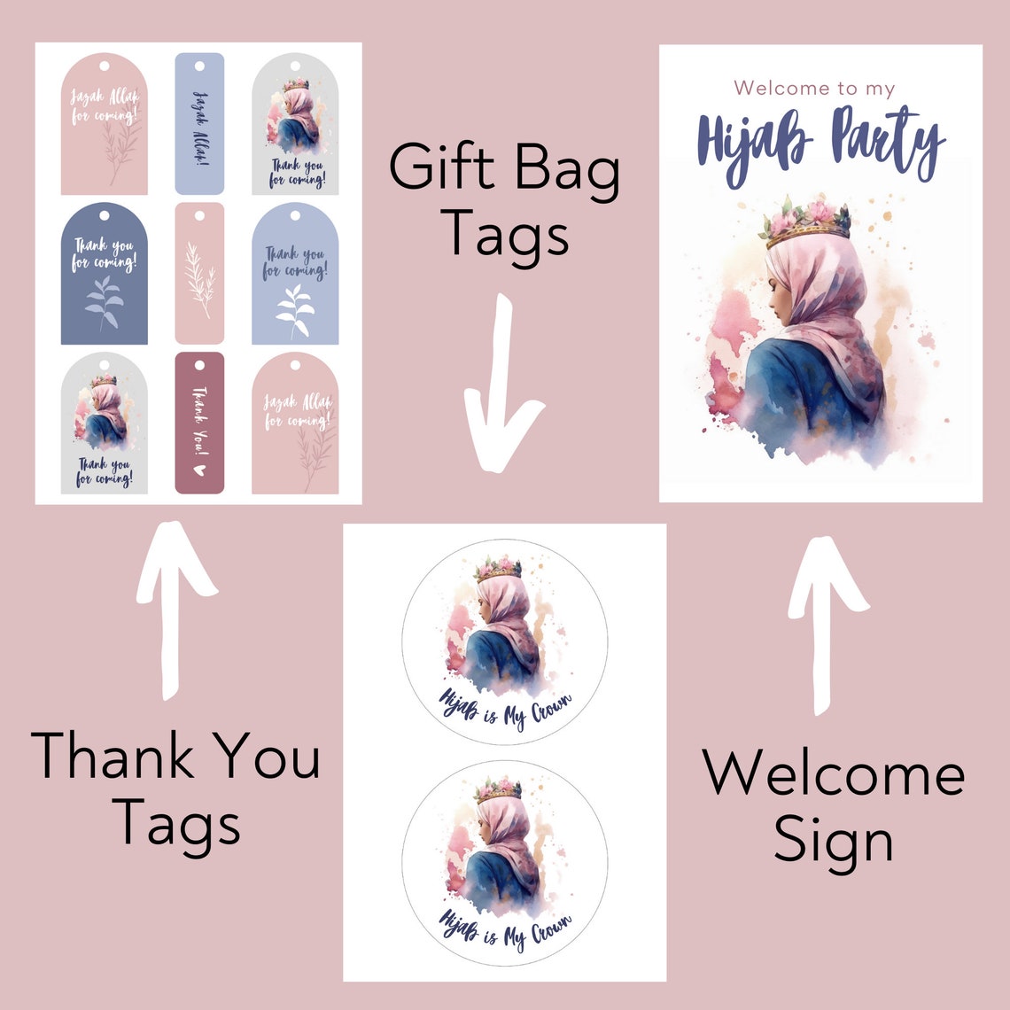 Hijab Party Pack Printable - Digital Download | Hijab Party Cake ...