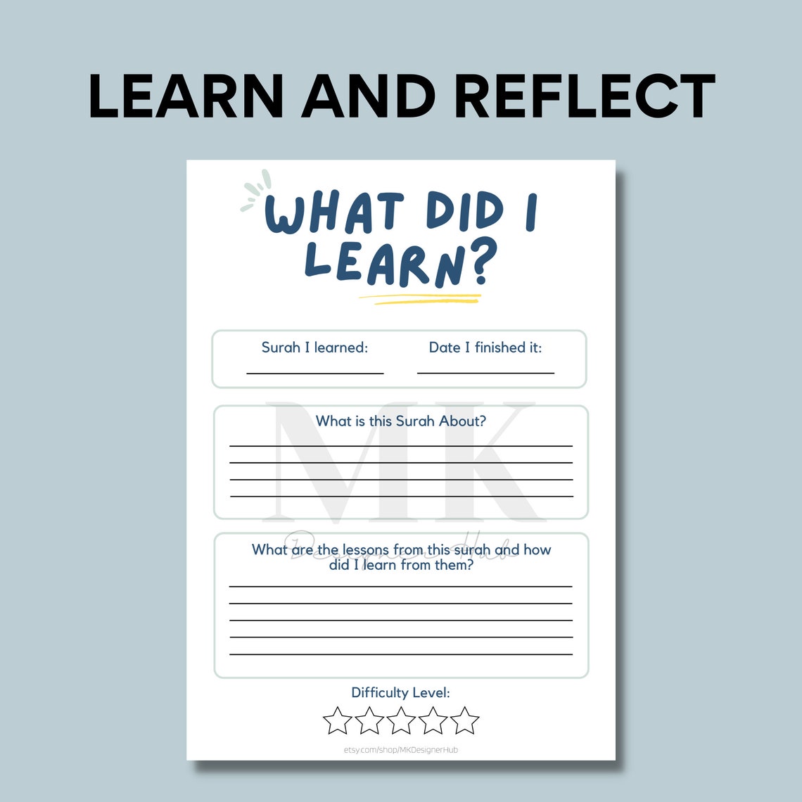Printable Juzz Amma/ Juz 'ama Quran Progress Tracker and Reflection Set ...