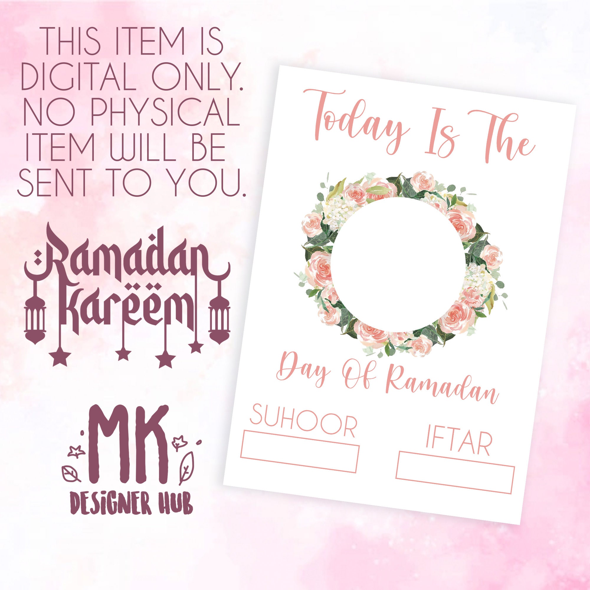 PRINTABLE Pink Ramadan Count-down | Ramadan Islamic Decor | Countdown ...