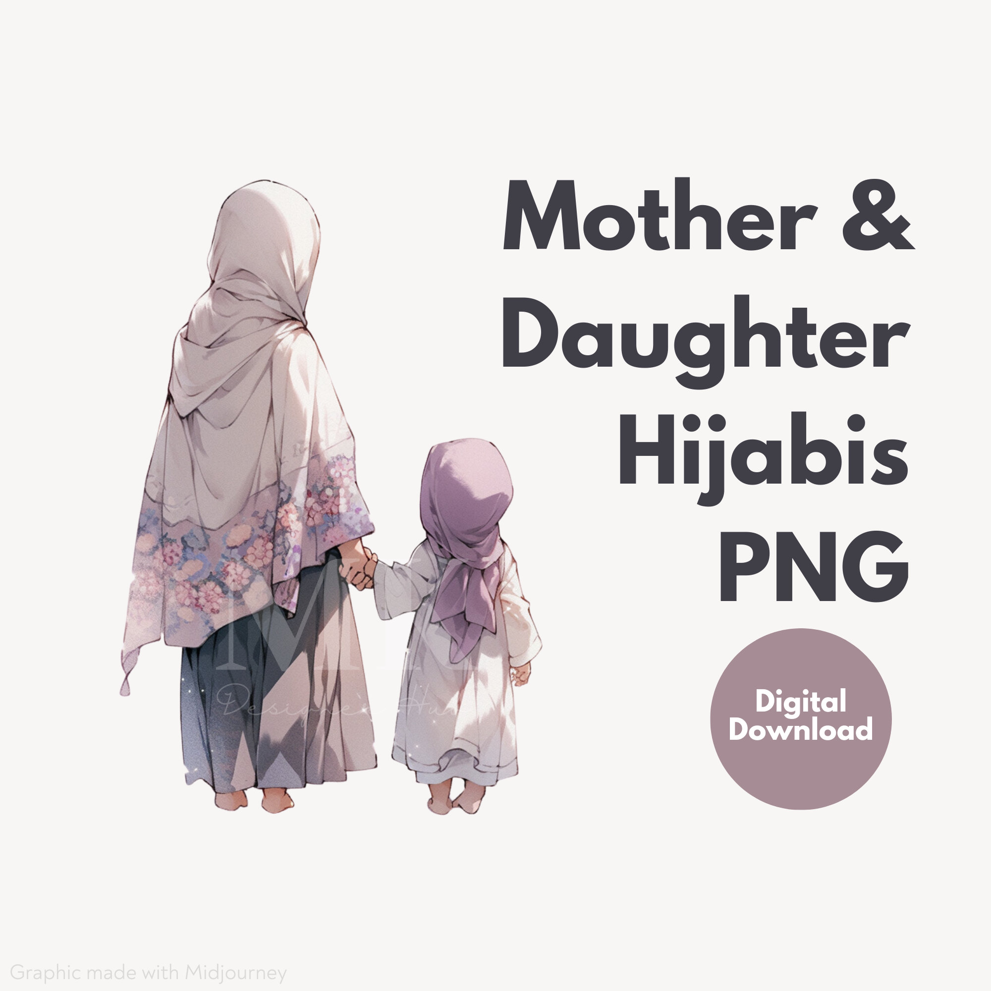 Hijabi Mother and Daughter PNG | Mother Daughter Muslim Graphic ...