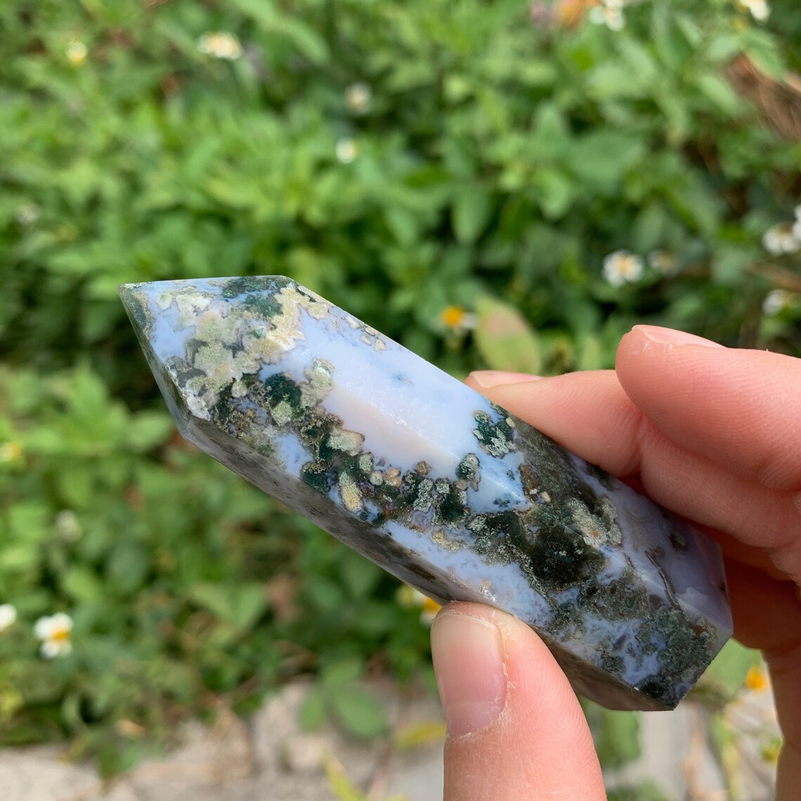 3 Inches Moss Agate Point Natural Moss Agate Tower Gemstone | Etsy