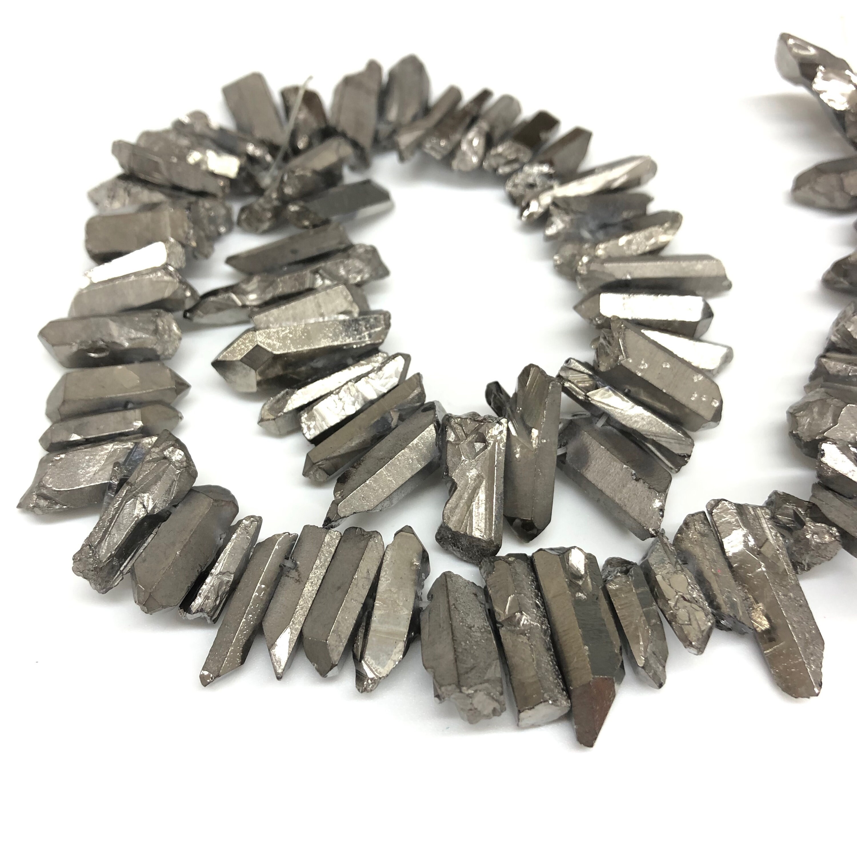 Titanium Crystals Points Beads Rough Quartz Points Beads Top - Etsy