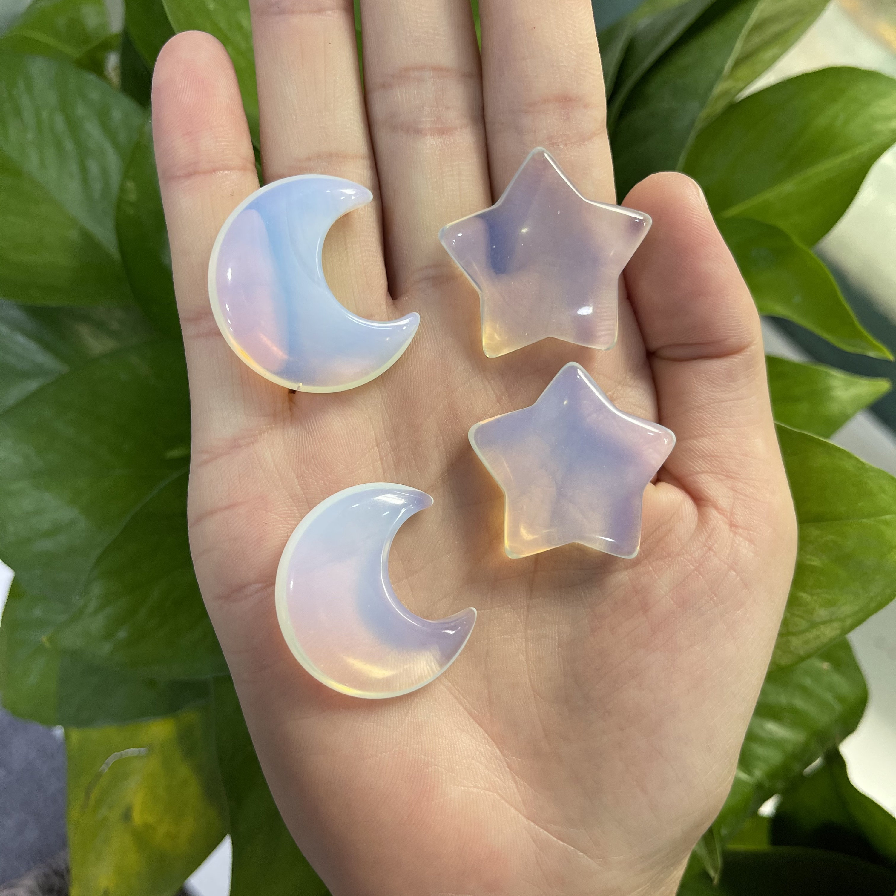 Opalite Moon Star Set Opalite Star Mini Crystal Star | Etsy