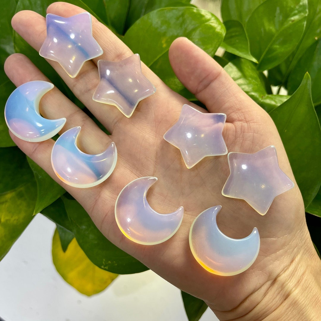 Opalite Moon Star Set Opalite Star Mini Crystal Star - Etsy
