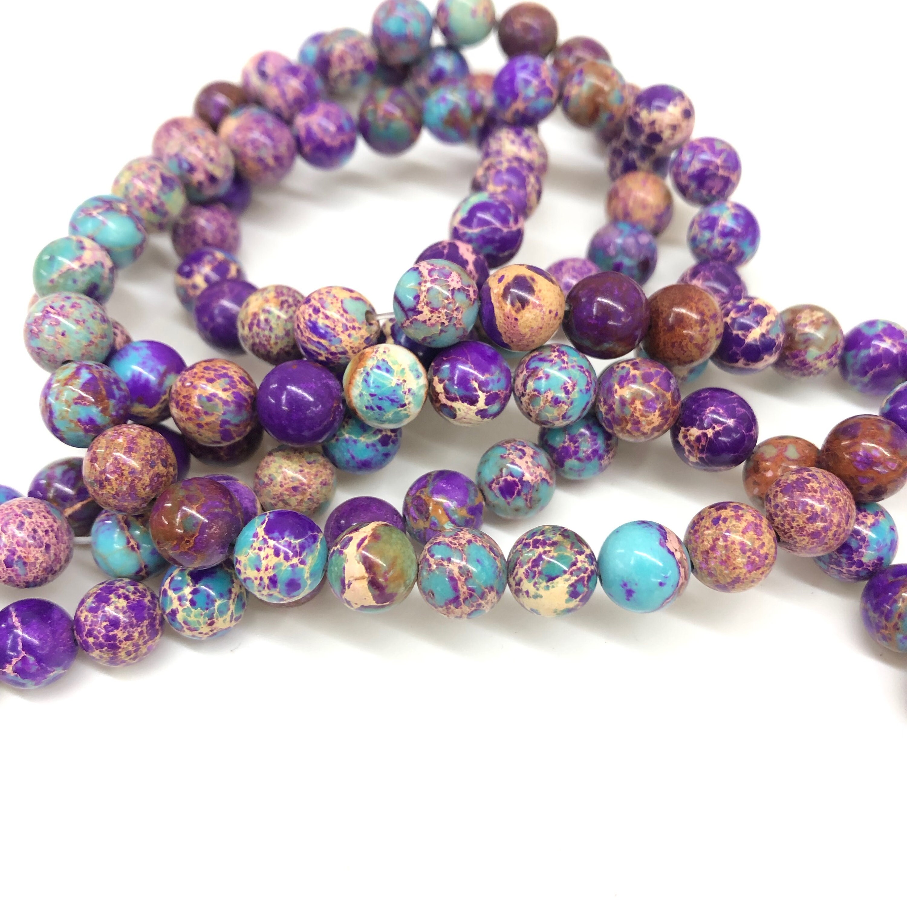 Purple Imperial Jasper Beads: Round Sea Sediment Stone Strand - Etsy
