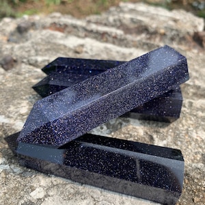 Blue Goldstone Point, Blue Sandstone Tower, Polished Sparkle Goldstone ...