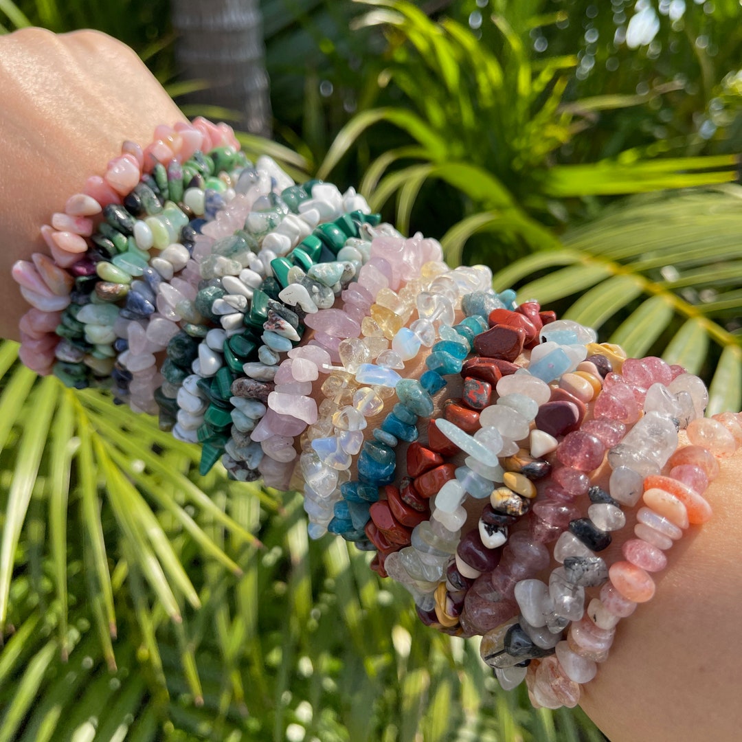 Crystal Chip Bracelets, Stretchy Crystal Bracelets, Gemstone Chip Beads ...