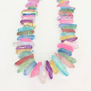 Multicolor Crystal Points Beads, Aura Quartz Points, Crystal Crown ...