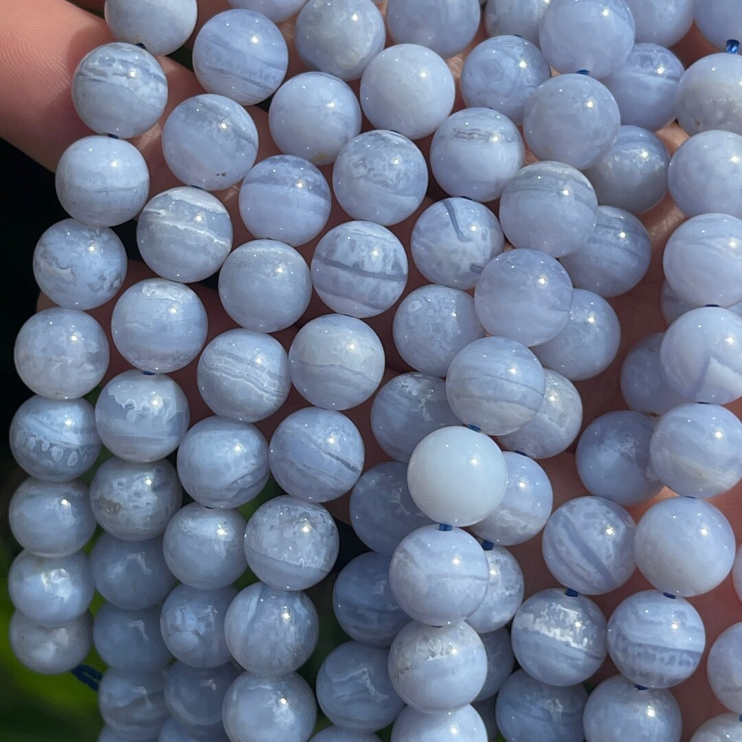 Smooth Round Blue Lace Agate Beads: Genuine Gemstone, 4-12mm - Etsy